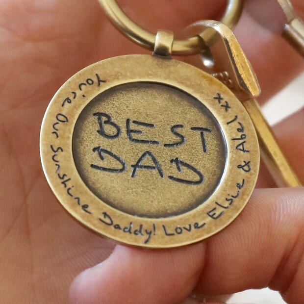Personalised 'Best Dad' Antiqued Gold Keyring | Lisa Angel