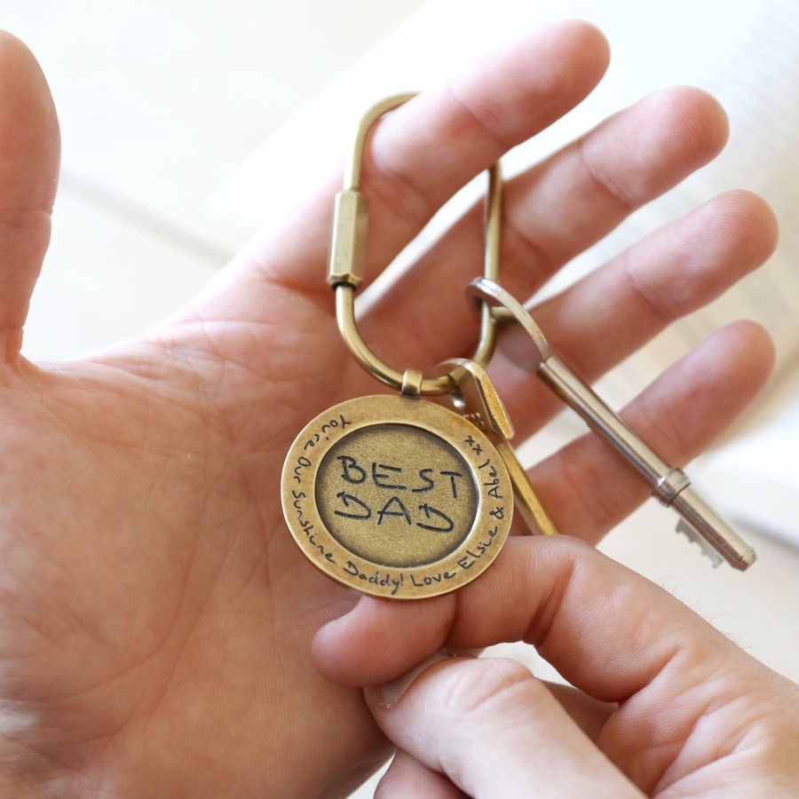 Personalised 'Best Dad' Antiqued Gold Keyring | Lisa Angel