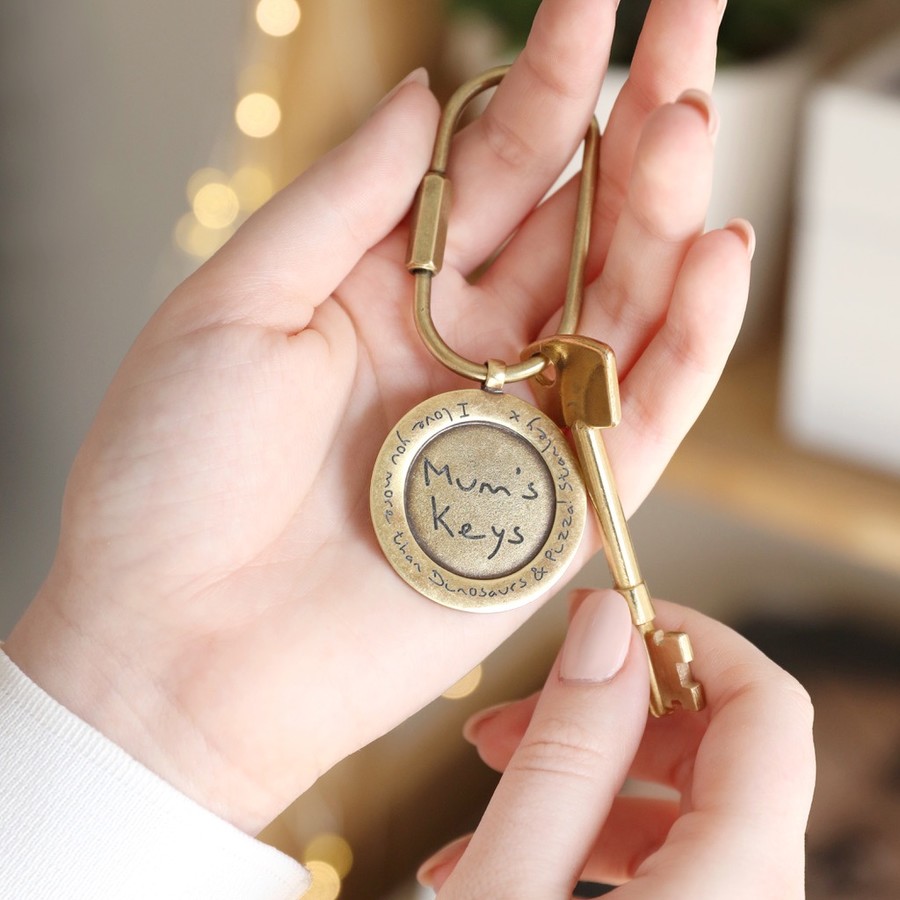 Personalised 'Mum's Keys' Antiqued Gold Keyring | Lisa Angel