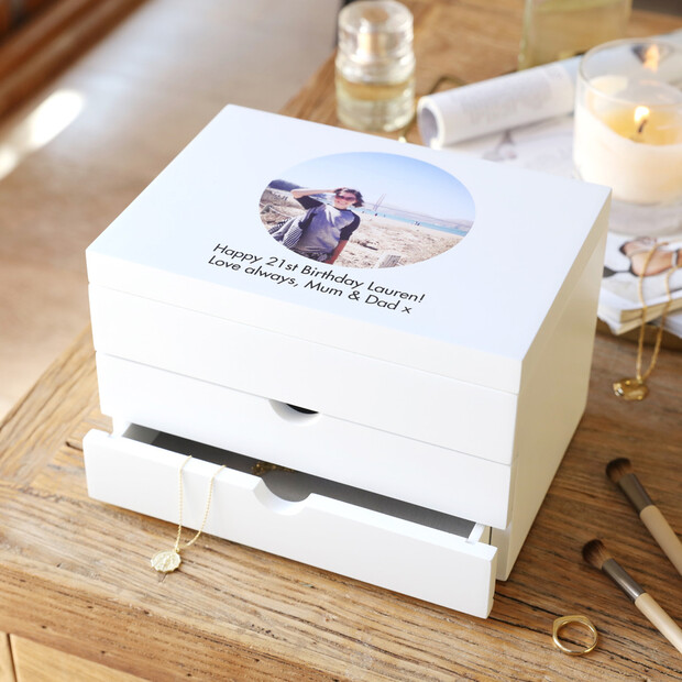 Personalised 'Your Photo' White Jewellery Box | Lisa Angel