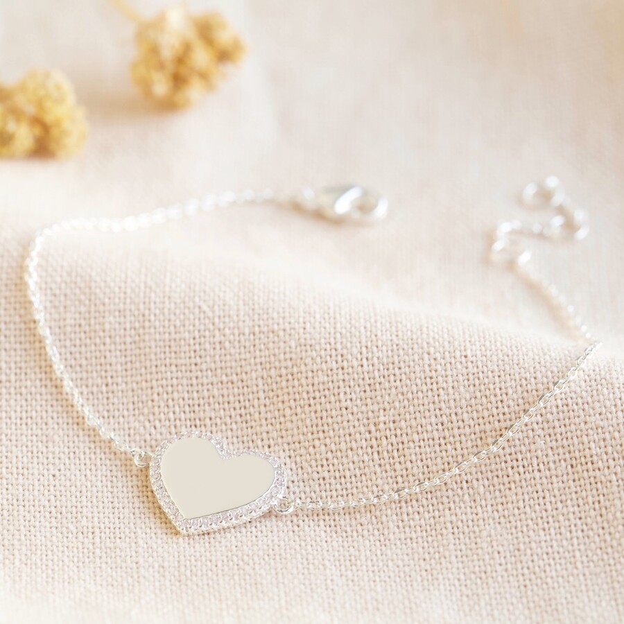 Diamante Crystal Heart Bracelet in Silver | Jewellery | Lisa Angel