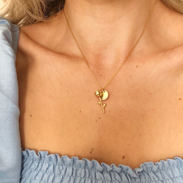 Personalised Rose Stem Pendant Necklace | Lisa Angel Jewellery