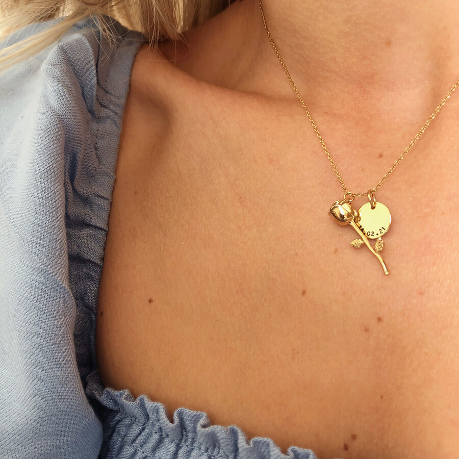 Personalised Rose Stem Pendant Necklace | Lisa Angel Jewellery