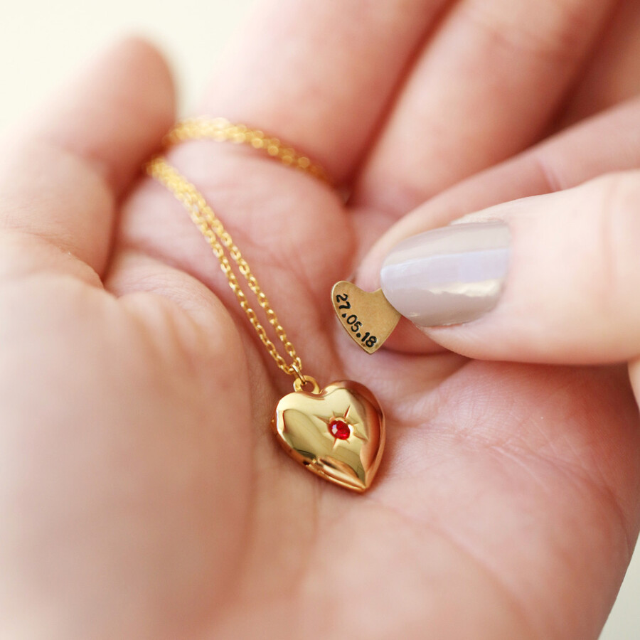 Personalised Birthstone Heart Locket Necklace | Lisa Angel