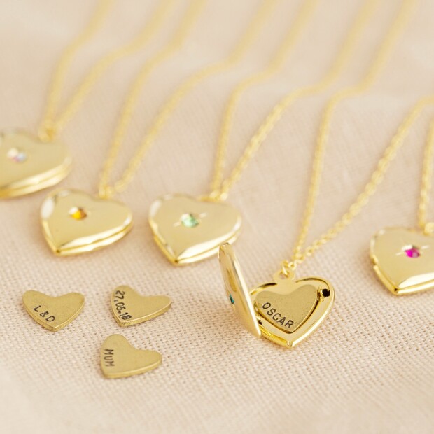 Personalised Birthstone Heart Locket Necklace | Lisa Angel
