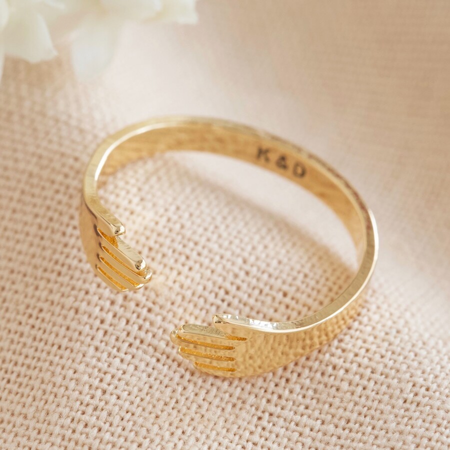 Personalised Adjustable Hug Hands Ring | Lisa Angel