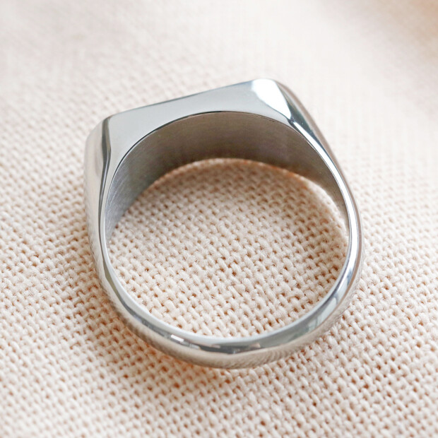 Personalised Stainless Steel Bar Signet Ring | Lisa Angel