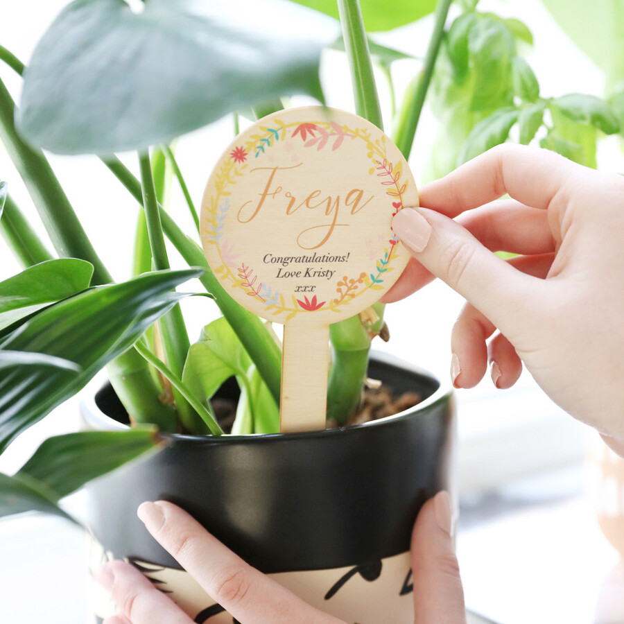 Personalised Floral Wooden Plant Sign | Lisa Angel