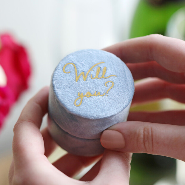 Personalised Blue Velvet Ring Box | Lisa Angel