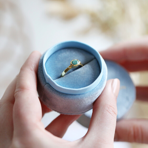 Personalised Blue Velvet Ring Box | Lisa Angel