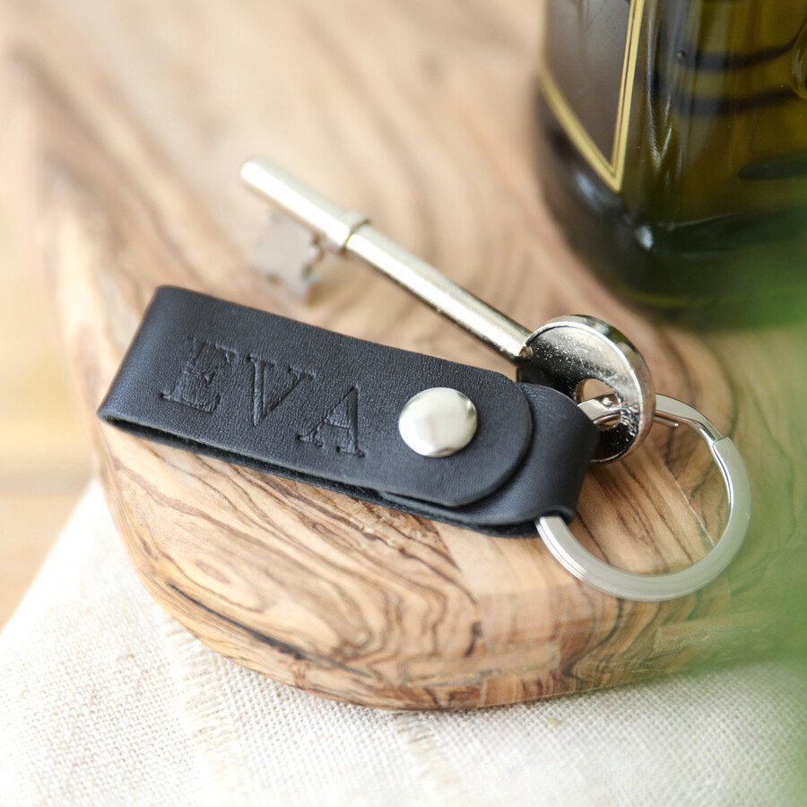 Personalised Debossed Leather Strap Keyring | Lisa Angel