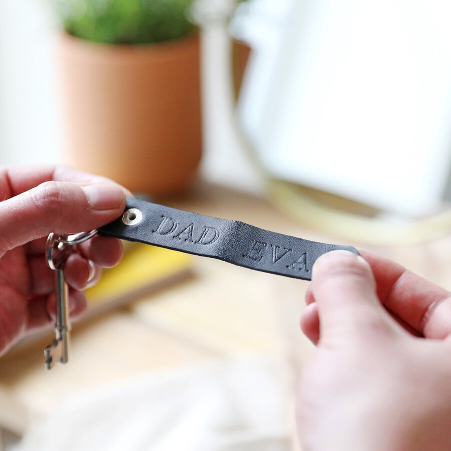 Personalised Debossed Leather Strap Keyring | Lisa Angel