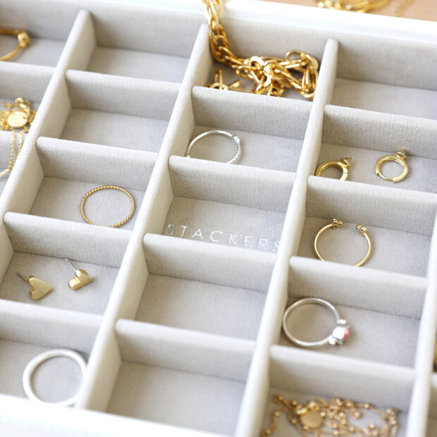 Stackers Classic 25 Section Jewellery Tray in White | Lisa Angel