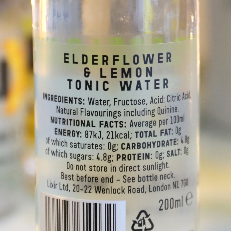 Lixir 20cl Bottle Elderflower and Lemon Tonic Water | Lisa Angel