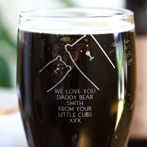 Engraved 'Daddy Bear' Pint Glass for Dad | Lisa Angel