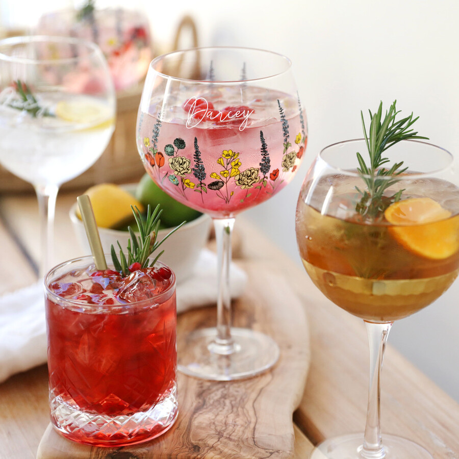 Personalised Wildflower Gin Goblet | Glassware | Lisa Angel