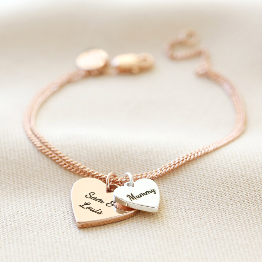 Personalised Large Heart Charm Bracelet | Jewellery Gifts | Lisa Angel