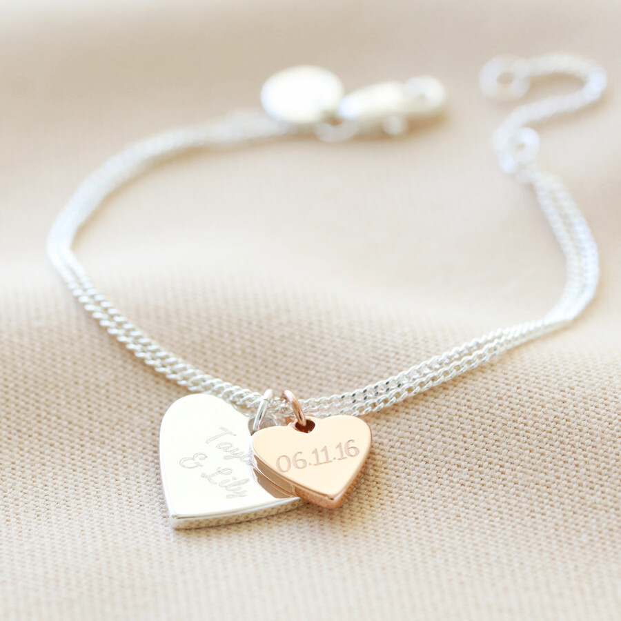 Personalised Large Heart Charm Bracelet | Jewellery Gifts | Lisa Angel