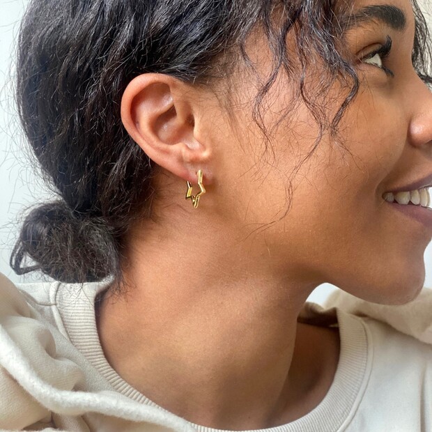 Gold Star Hoop Earrings | Jewellery | Lisa Angel