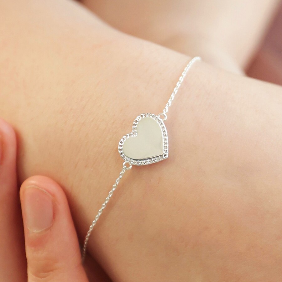 Diamante Crystal Heart Bracelet in Silver | Jewellery | Lisa Angel