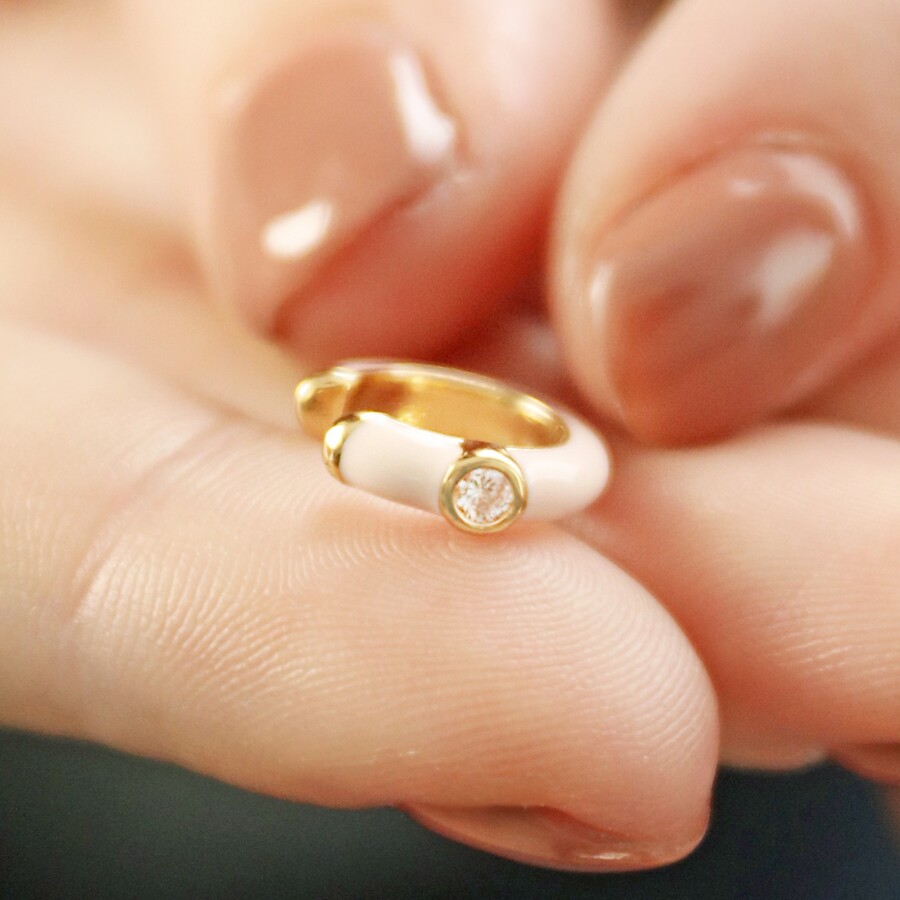 Baby Pink Crystal Enamel Earcuff in Gold | Lisa Angel