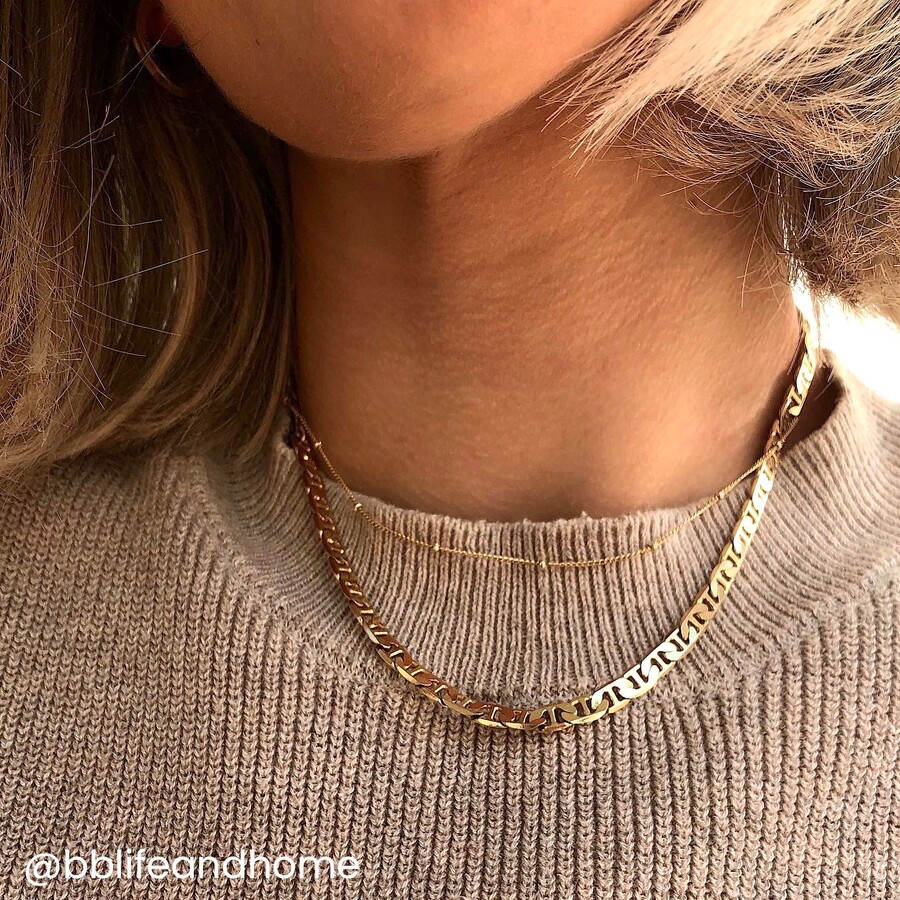Flat Figaro Chain Necklace in Gold | Lisa Angel