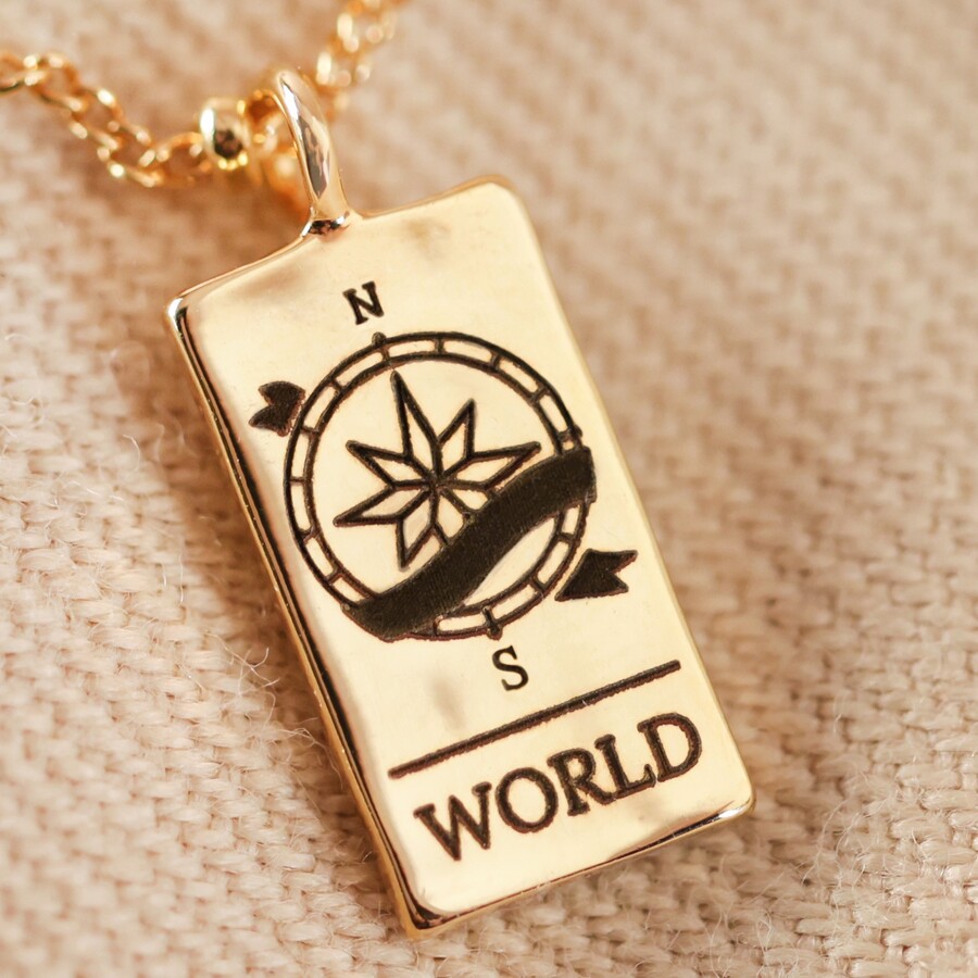 Tiny Hammered Tarot Card Pendant Necklace | Lisa Angel