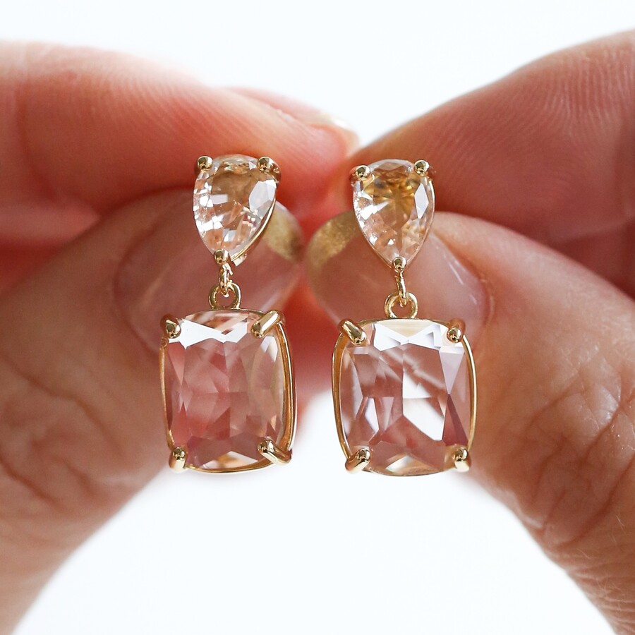 Gemstone Drop Earrings Pink | Big Metal London | Lisa Angel