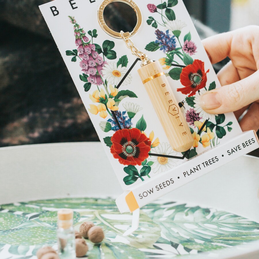 Bamboo Bee Revival Kit Keyring in Gold | Beevive | Lisa Angel