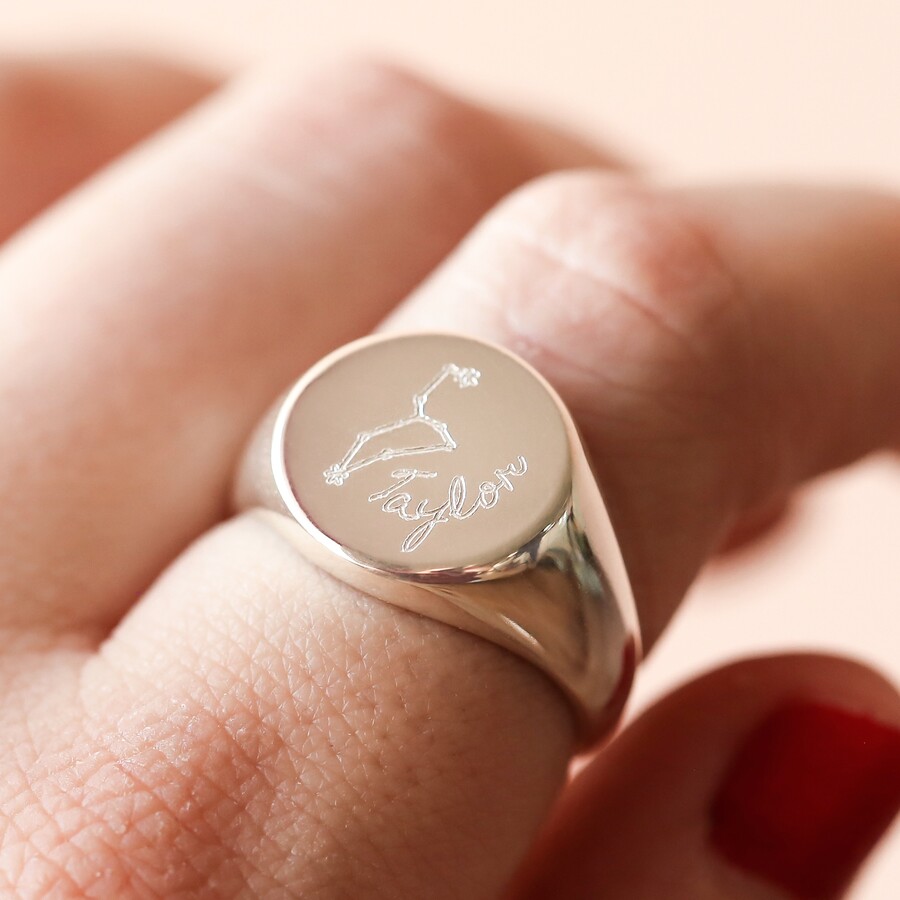 Personalised Sterling Silver Constellation Signet Ring | Lisa Angel