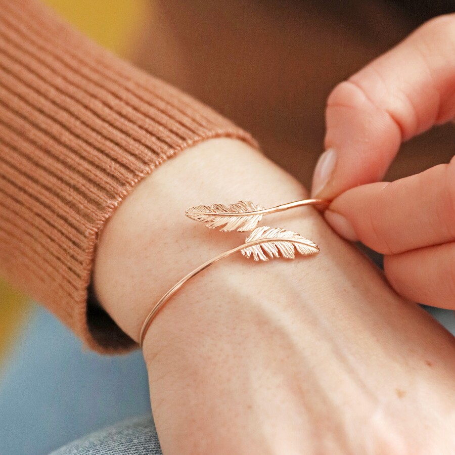 Rose Gold Feather Bangle | Jewellery | Lisa Angel