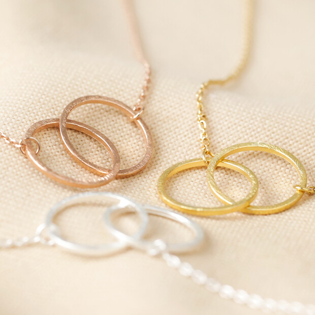 Brushed Interlocking Hoop Necklace in Silver | Lisa Angel