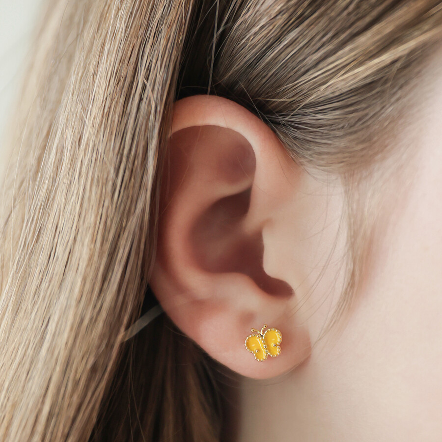 Enamel Butterfly Stud Earrings in Gold | Lisa Angel