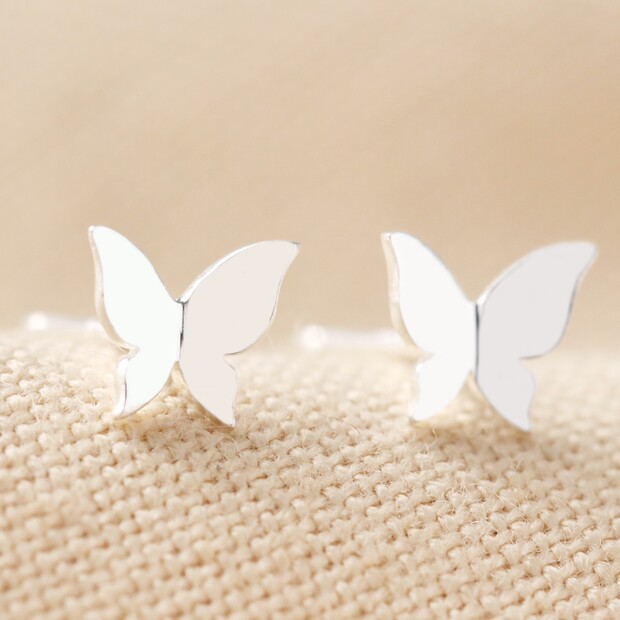 Tiny Butterfly Stud Earrings in Silver | Lisa Angel