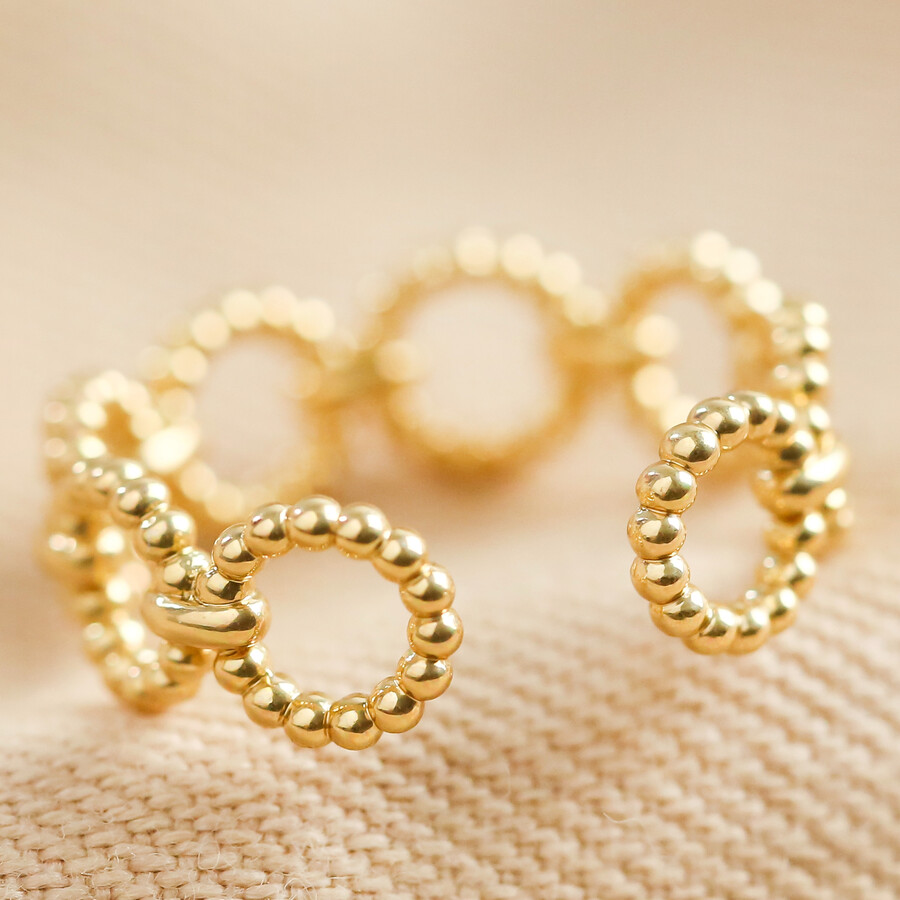 Beaded Chain Adjustable Ring in Gold | Lisa Angel