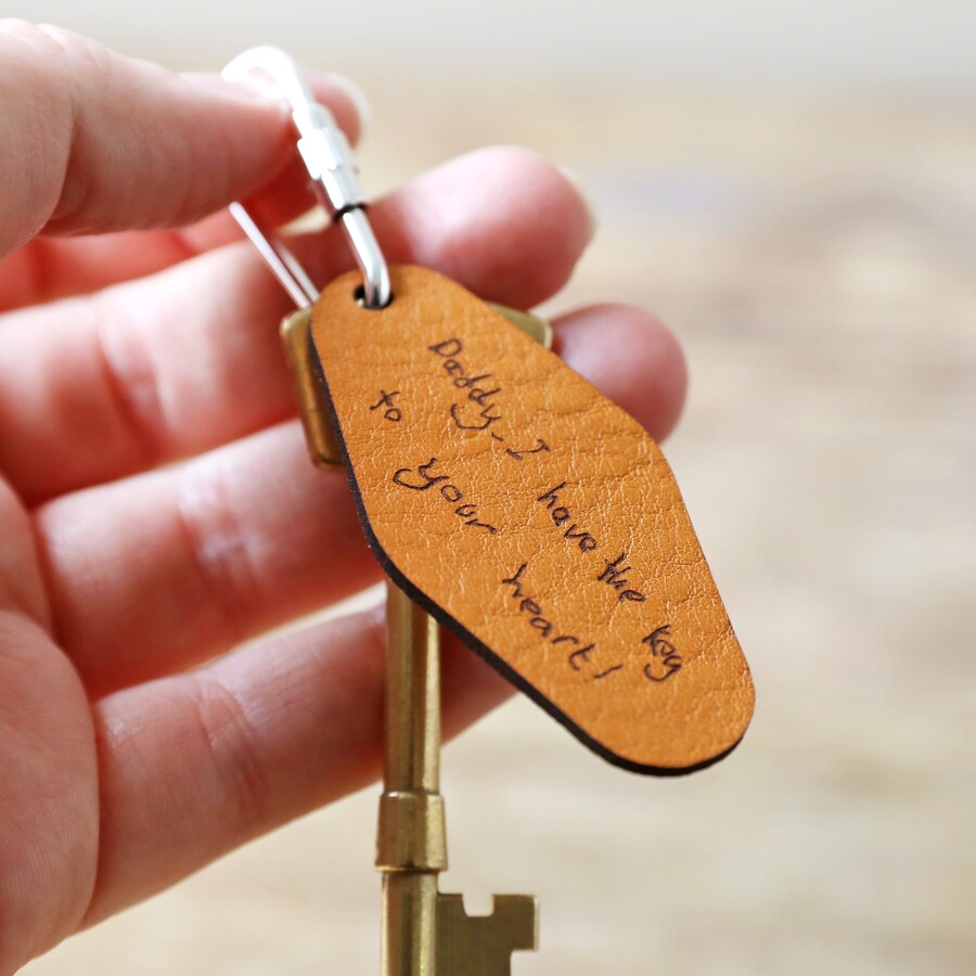 Personalised Handwriting Leather Tag Keyring | Lisa Angel