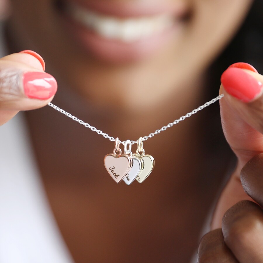 Personalised Family Names Heart Charm Necklace | Lisa Angel