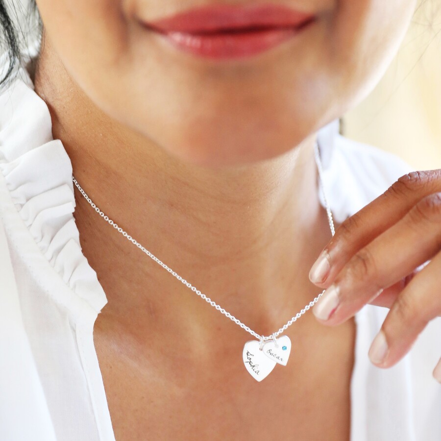 Personalised Swarovski Double Heart Necklace | Lisa Angel