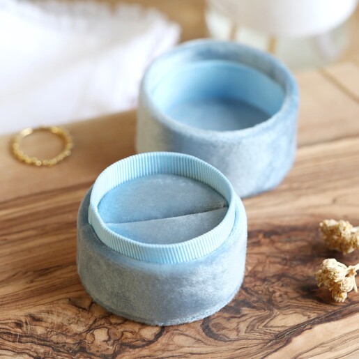 Personalised Engraved Blue Velvet Ring Box Lisa Angel