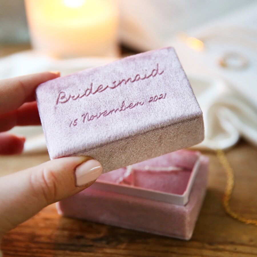 Personalised Engraved Pink Velvet Bracelet Box | Lisa Angel