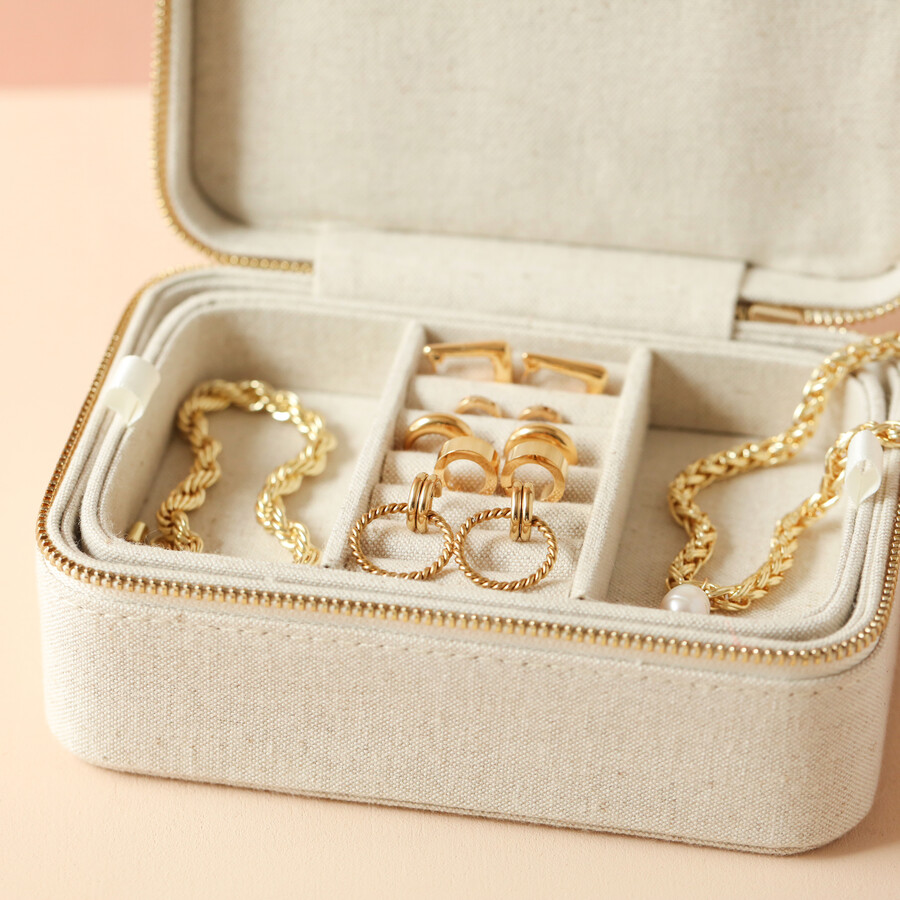 Personalised Natural Linen Jewellery Case | Lisa Angel