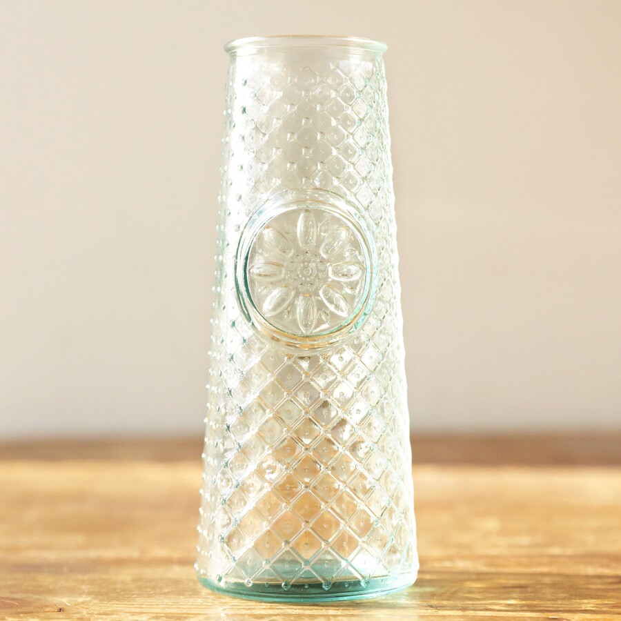 Small Textured Tapered Glass Vase, H16cm | Lisa Angel