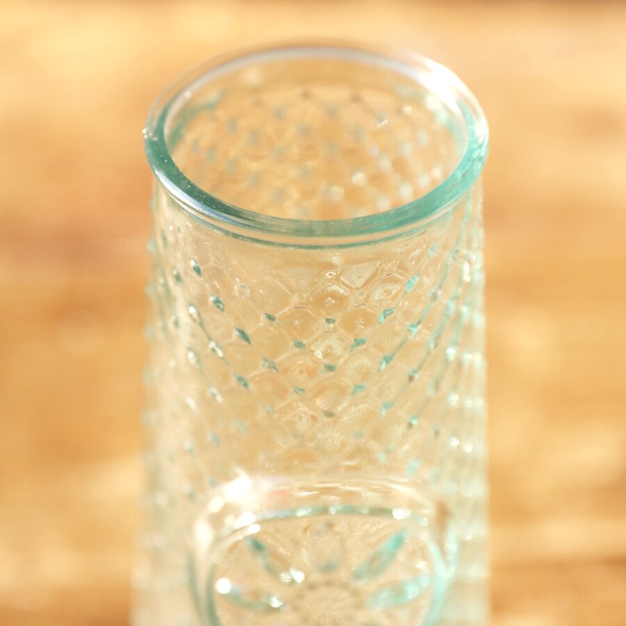 Small Textured Tapered Glass Vase, H16cm | Lisa Angel