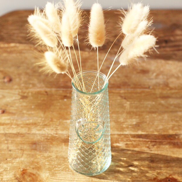 Small Textured Tapered Glass Vase, H16cm | Lisa Angel