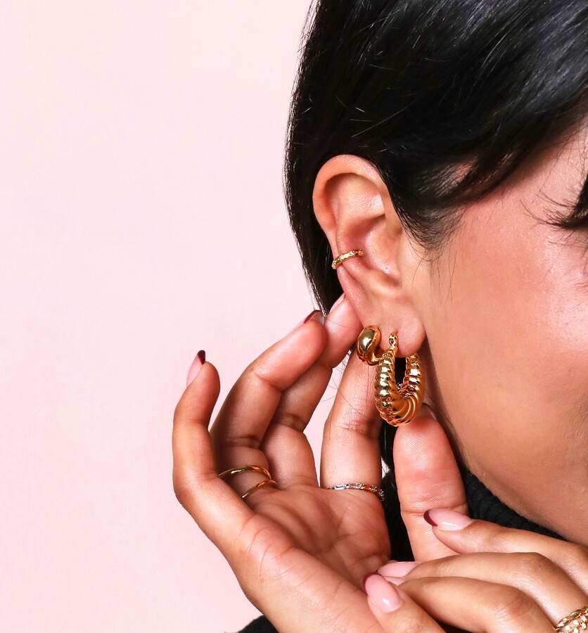 Small Chunky Half Hoop Earrings in Gold | Jewellery | Lisa Angel