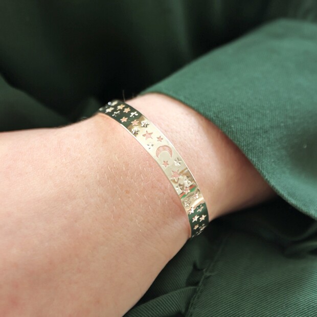 Open Moon and Stars Bangle in Silver | Lisa Angel
