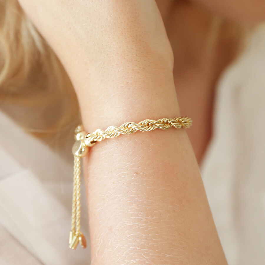 Plaited Rope Chain Bracelet in Gold | Lisa Angel