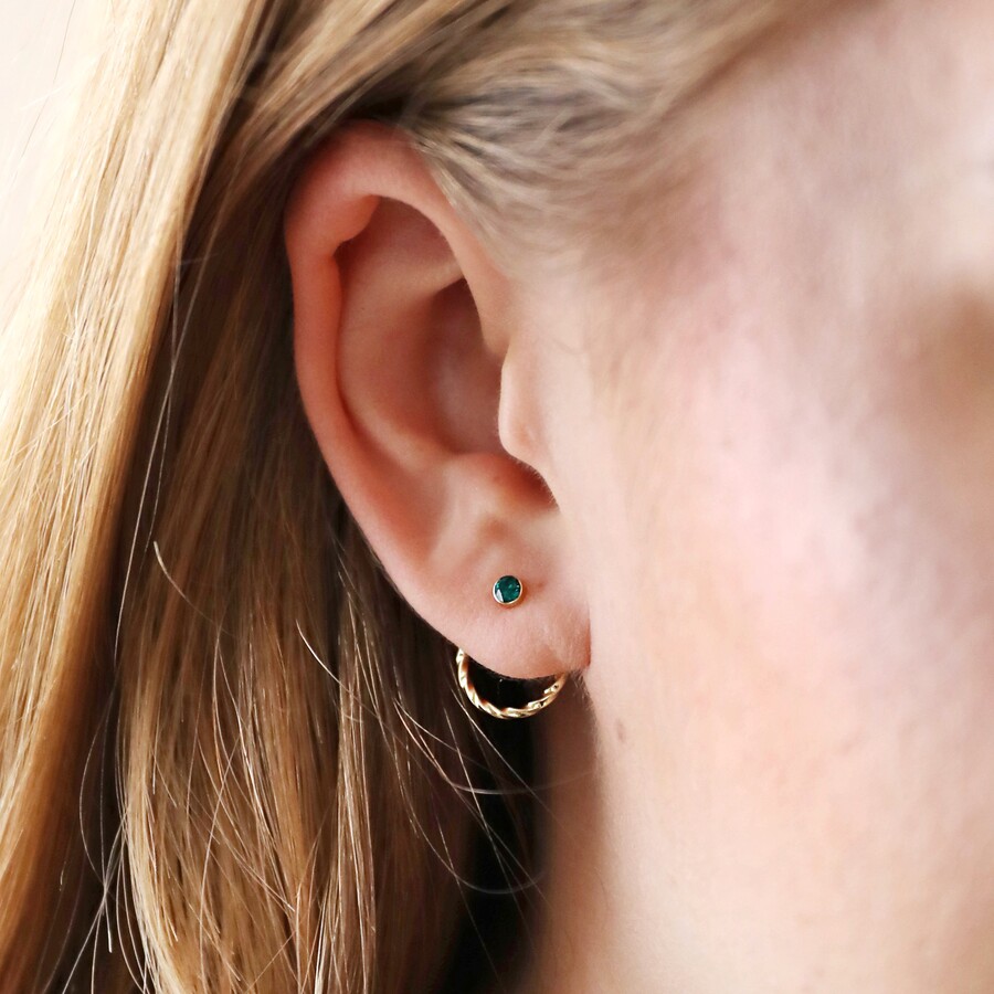 Emerald and Twisted Hoop Jacket Earrings | Lisa Angel