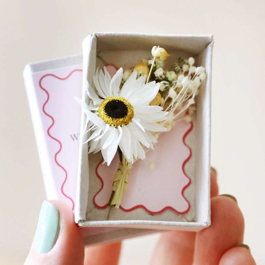 Mum Tiny Matchbox Dried Flower Posy | Lisa Angel
