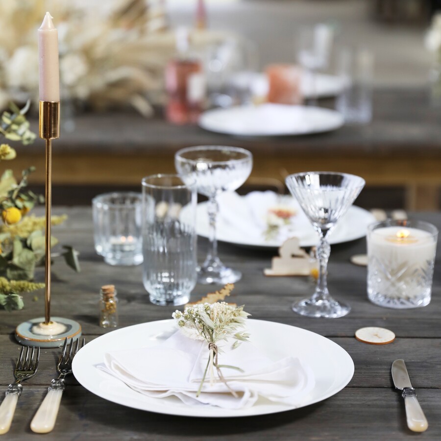 Set of White and Natural Dried Flower Place Settings| Lisa Angel